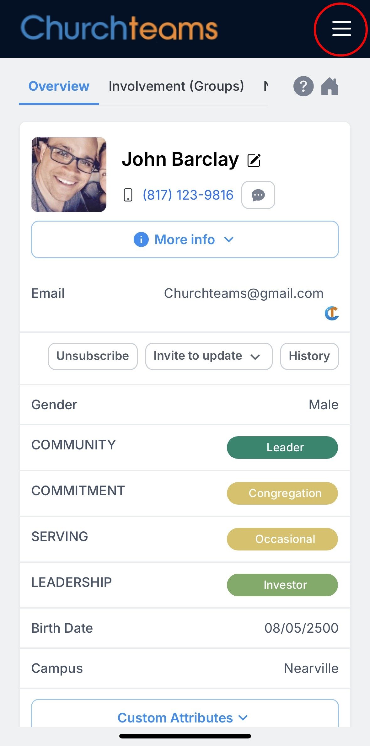 Combined Member/Staff Access in the Churchteams Member App
