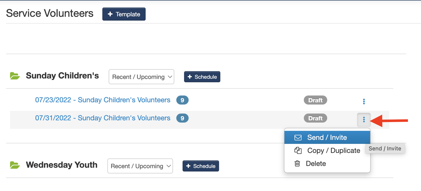 How do I set up a volunteer schedule?