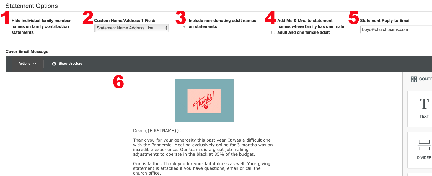 How do I send out contribution / giving statements?