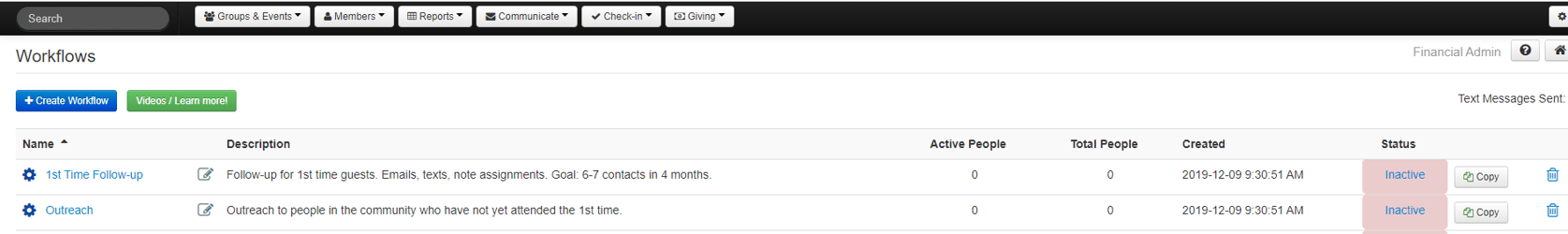How do I set up a Workflow in Churchteams?